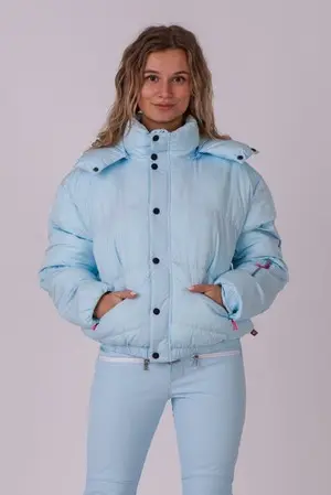 OOSC Cropped Puffer Jacket - Ice Blue