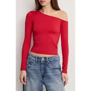 Good American Weightless One-shoulder Top - Ruby