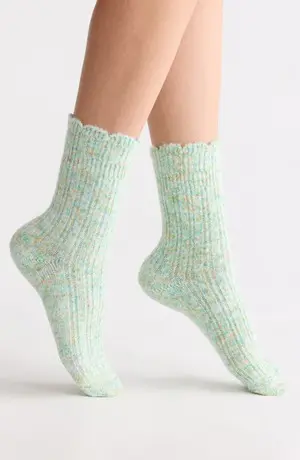 Nordstrom Scalloped Crew Socks - Green