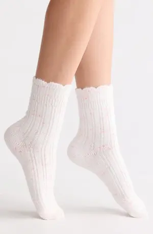 Nordstrom Scalloped Crew Socks - Ivory