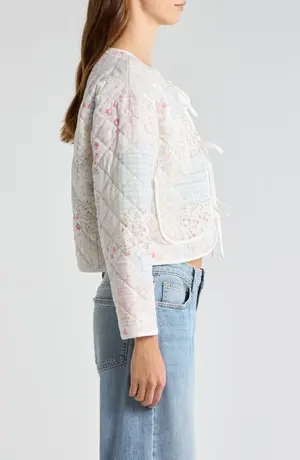 ALL IN FAVOR Tie Front Quilted Jacket