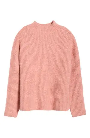 ALL IN FAVOR Mock Neck Shaker Stitch Sweater - Mauve