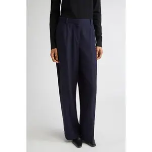 TOTEME Flannel Straight-leg Trousers - Navy