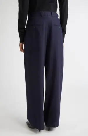 TOTEME Flannel Straight-leg Trousers - Navy