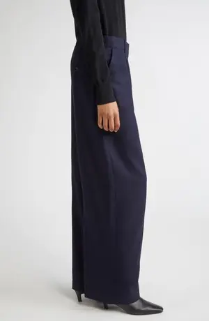 TOTEME Flannel Straight-leg Trousers - Navy