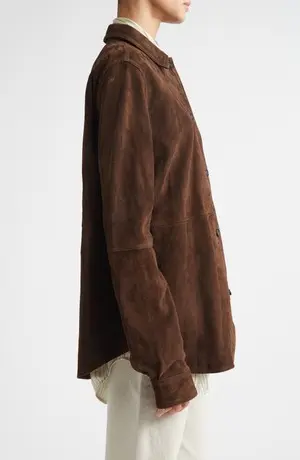 TOTEME Suede Overshirt - Bark