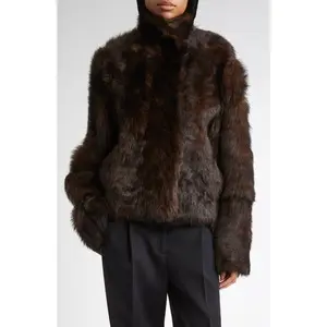 TOTEME Genuine Shearling Jacket - Dark Brown