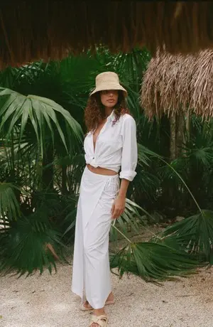 Vitamin A® Organic Linen Wrap Skirt - White
