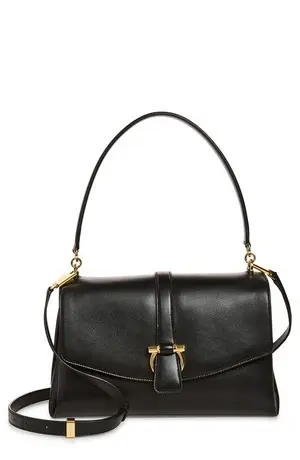 FERRAGAMO Medium Leather Top Handle Bag - Nero