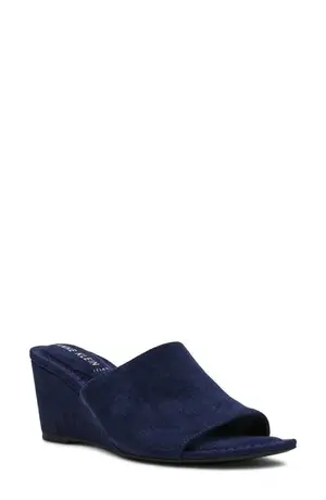 Anne Klein Charisma Wedge Slide Sandal - Navy Suede