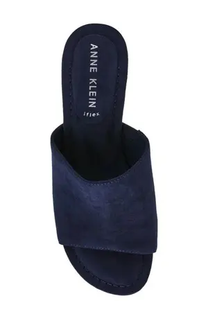 Anne Klein Charisma Wedge Slide Sandal - Navy Suede