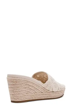 Anne Klein Espadrille Platform Slide Sandal - Creme Crochet