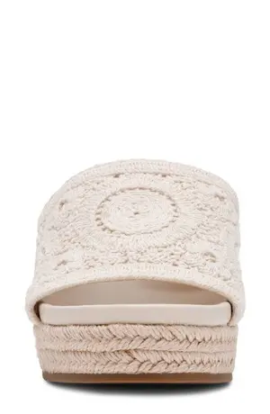 Anne Klein Espadrille Platform Slide Sandal - Creme Crochet