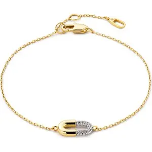 ANA LUISA Blake Two-tone Pavé U-link Charm Bracelet - Gold/silver/clear