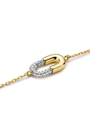 ANA LUISA Blake Two-tone Pavé U-link Charm Bracelet