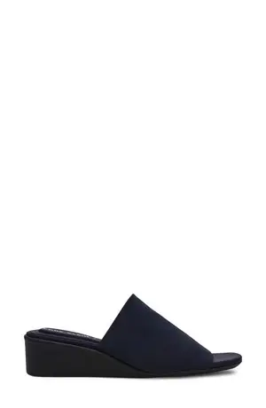 Anne Klein Wedge Slide Sandal - Navy Stretch