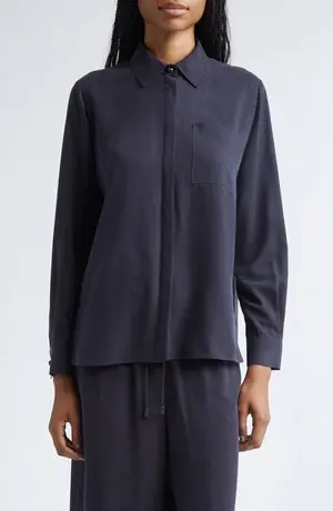 Max Mara Silk Crêpe De Chine Button-up Shirt - Ultramarine