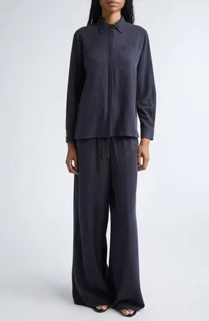 Max Mara Silk Crêpe De Chine Button-up Shirt - Ultramarine