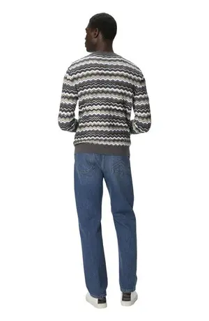 Missoni Crew Neck Zigzag Pattern Sweater - Grey & Beige
