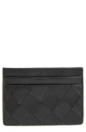 Nordstrom Woven Leather Card Case - Black