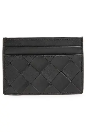 Nordstrom Woven Leather Card Case - Black