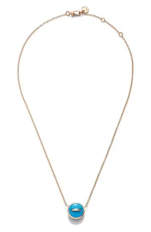 Pomellato 18k Gold Pavé Diamond Dot Pendant Necklace - Turquoise