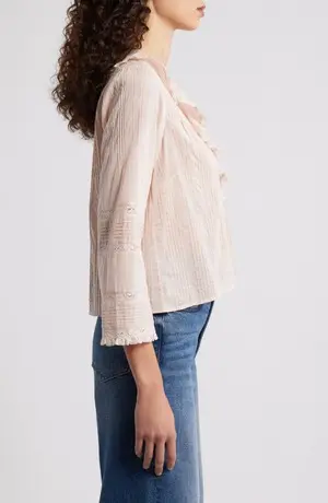DÔEN Huguette Pintuck Ruffle Top - Blush