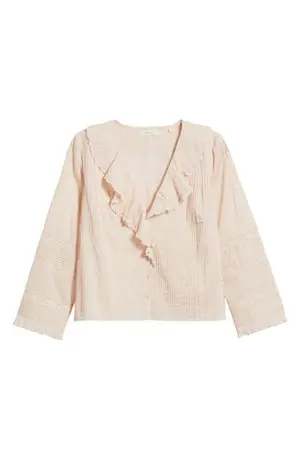 DÔEN Huguette Pintuck Ruffle Top - Blush
