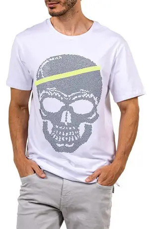 MACEOO Pixel Skull Cotton Graphic T-shirt