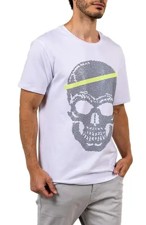 MACEOO Pixel Skull Cotton Graphic T-shirt