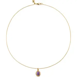 Monica Vinader Birthstone Locket Necklace - 18ct Gold Vermeil/amethyst