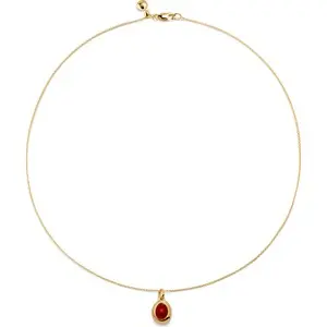 Monica Vinader Birthstone Locket Necklace 18ct Gold Vermeil/red Onyx