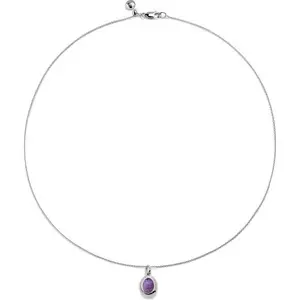 Monica Vinader Birthstone Locket Necklace Sterling Silver/amethyst