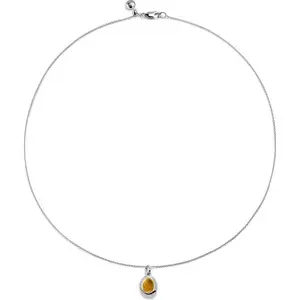 Monica Vinader Birthstone Locket Necklace Sterling Silver/citrine