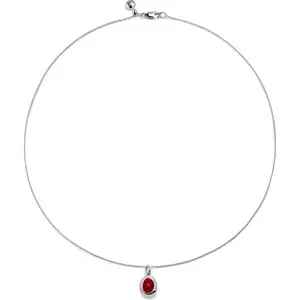Monica Vinader Birthstone Locket Necklace - Sterling Silver/red Onyx