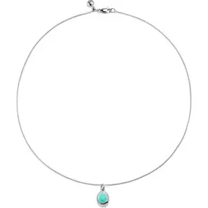 Monica Vinader Birthstone Locket Necklace Sterling Silver/turquoise
