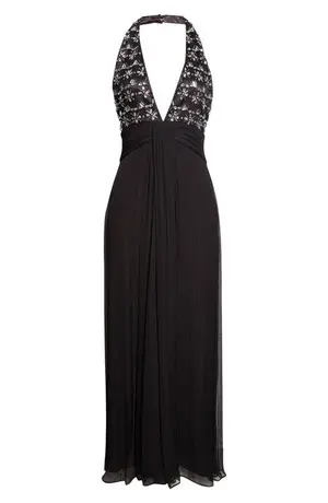 Ramy Brook Martina Embellished Bodice Chiffon Gown