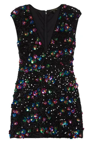 Ramy Brook Lacey Rosette Appliqué Sequin Minidress - Multi Rosette