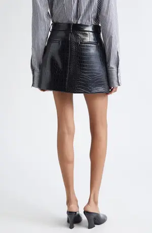 Sportmax Croc Embossed Faux Leather Miniskirt