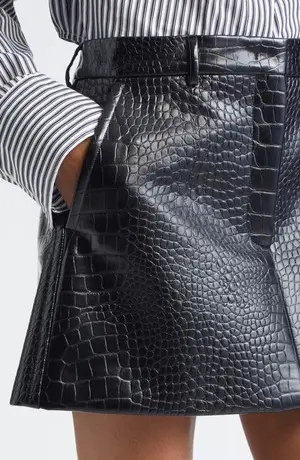 Sportmax Croc Embossed Faux Leather Miniskirt