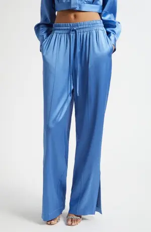 Cinq À Sept Damoni Wide Leg Satin Pants - Cobalt Wave