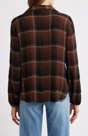 CLOTH & STONE Plaid Popover Top