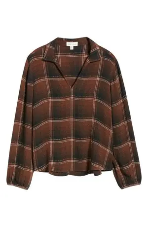 CLOTH & STONE Plaid Popover Top