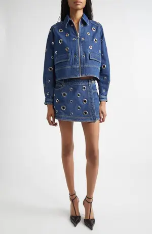 Cinq À Sept Marcia Rivet Detail Denim Skort