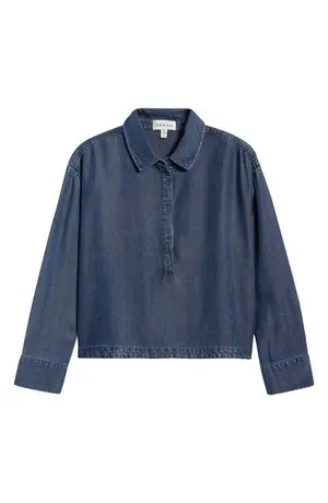 CLOTH & STONE Half Placket Denim Popover Top