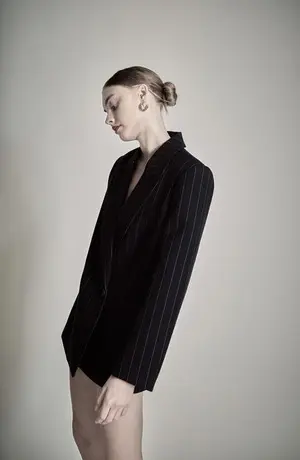 Endless Rose Oversized Pinstripe Blazer