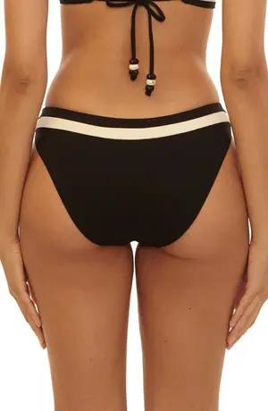 BECCA By Rebecca Virtue Coast Line Hipster Bikini Bottoms - Black/tan