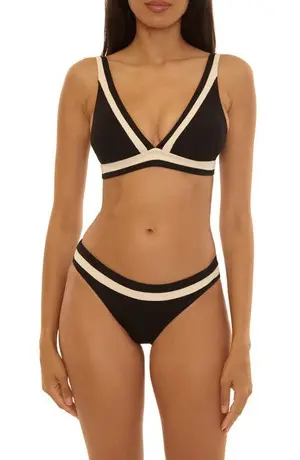 BECCA By Rebecca Virtue Coast Line Hipster Bikini Bottoms - Black/tan