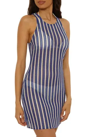 BECCA By Rebecca Virtue Cabo Stripe Sheer Cover-up Minidress