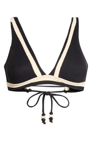 BECCA By Rebecca Virtue Coast Line Triangle Bikini Top - Black/tan